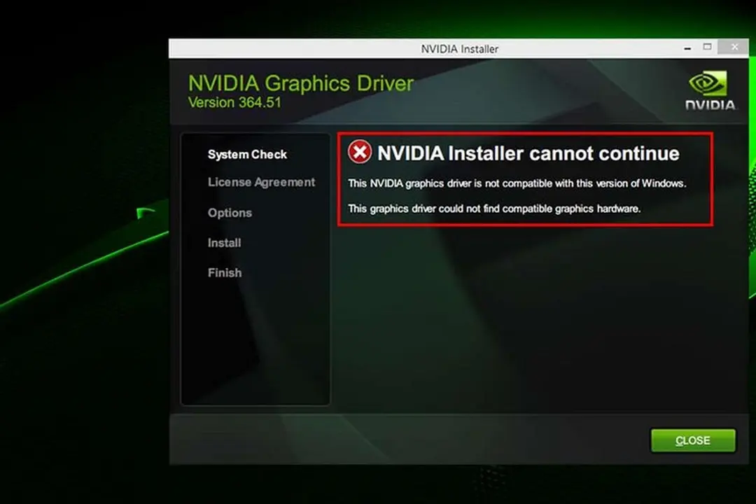 Sửa lỗi driver NVIDIA không tương thích với phiên bản Windows