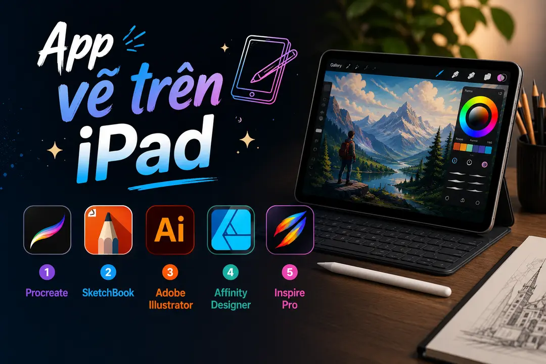TOP 5 app vẽ trên iPad 2026 giúp phác thảo và thiết kế dễ dàng