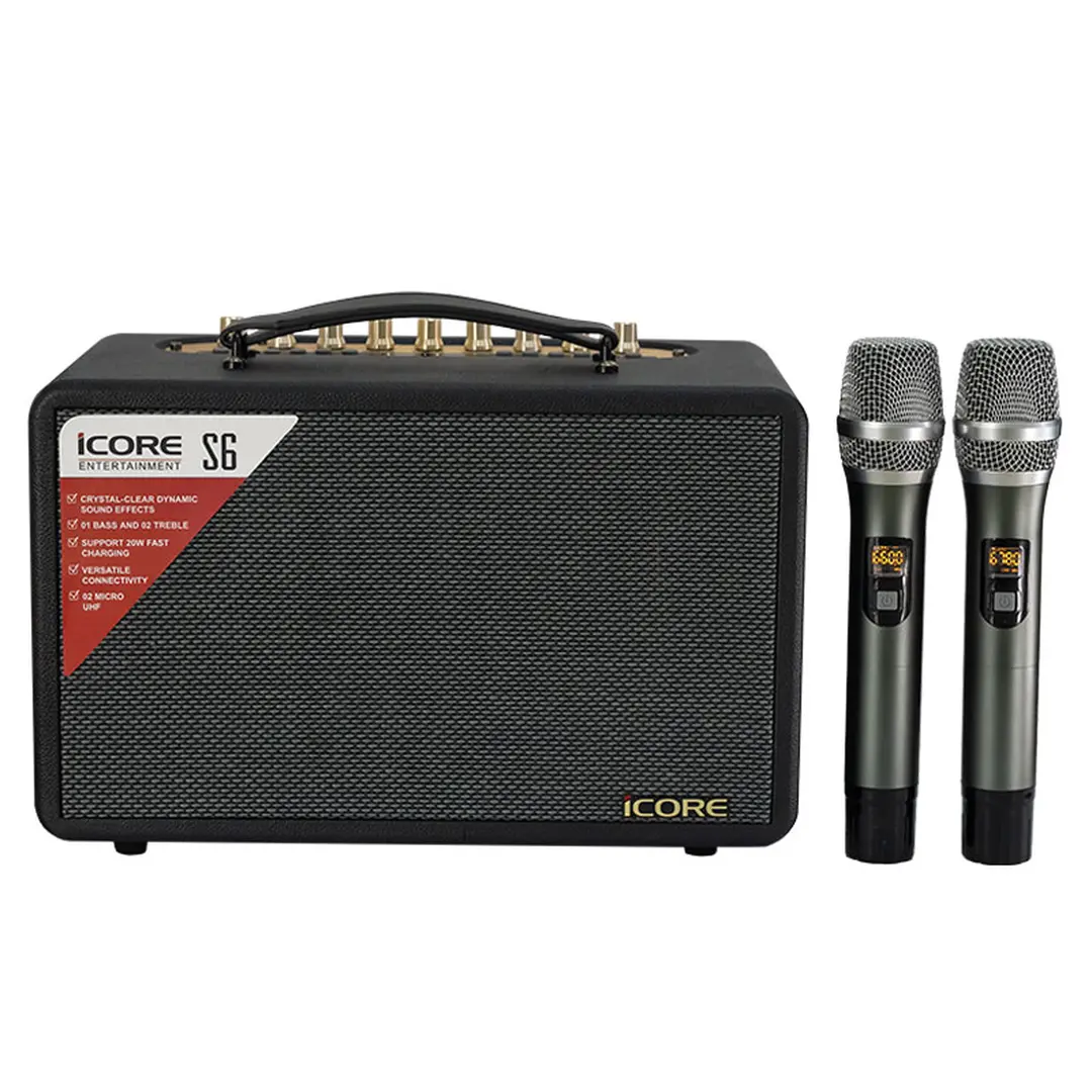Combo Loa xách tay Karaoke iCore S6 kèm 2 mic | Giá rẻ