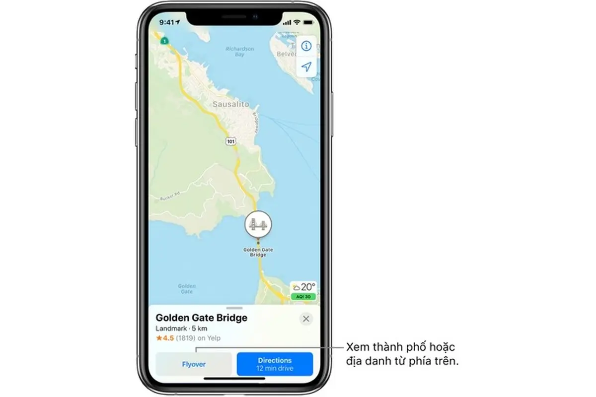 Thực hiện chuyến đi Flyover trong Bản đồ trên iOS 14
