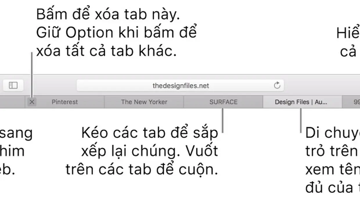 Sử dụng các tab cho các trang web trong Safari trên máy Mac