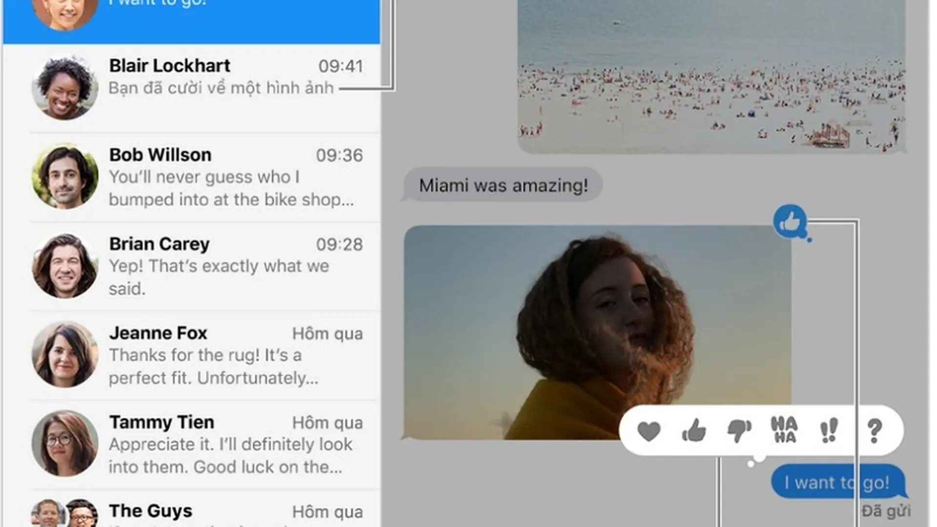 Gửi Tapback trong tin nhắn văn bản bằng Tin nhắn trên máy Mac