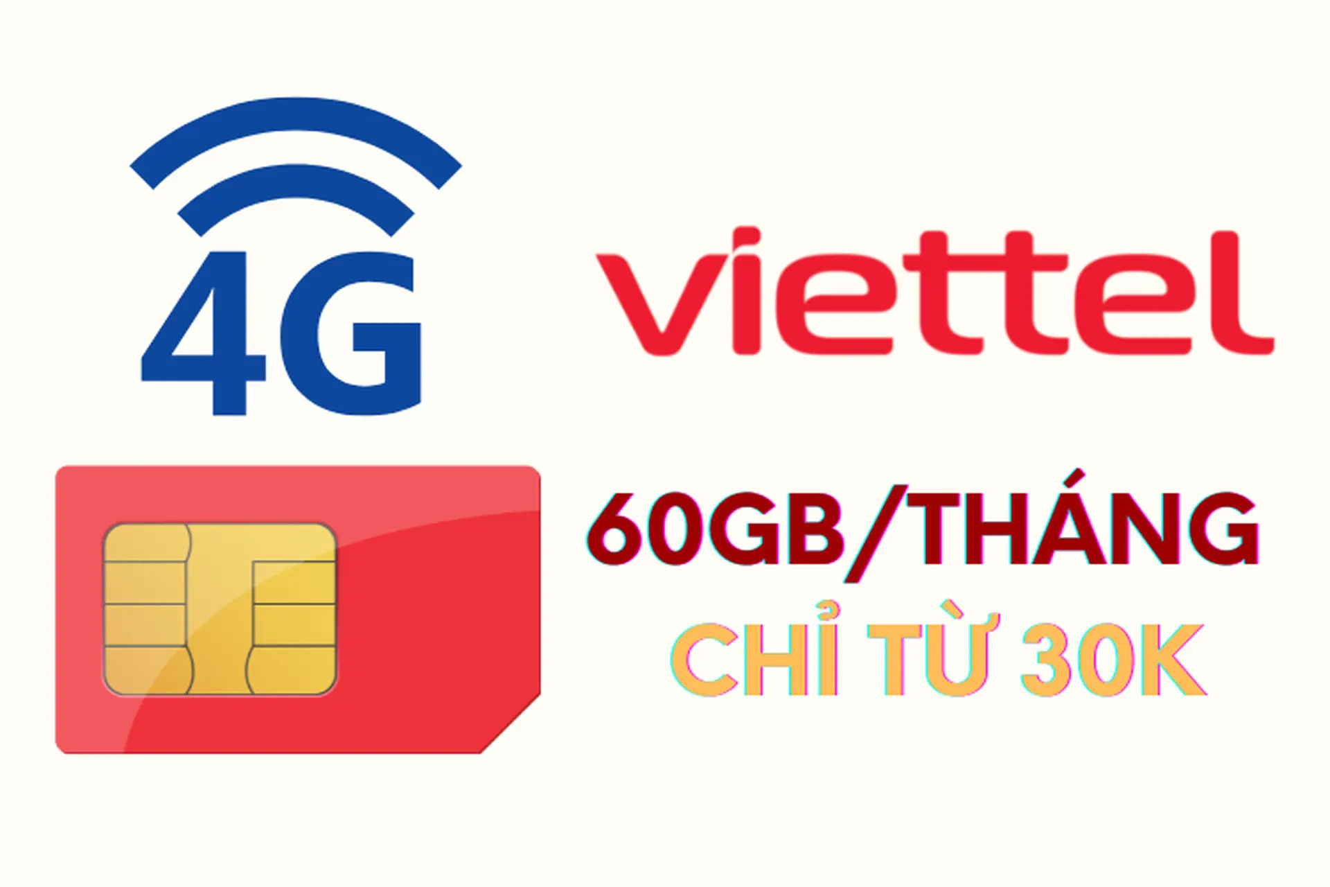 Chỉ từ 30K, đã có ngay sim 4G Viettel 60GB/tháng?