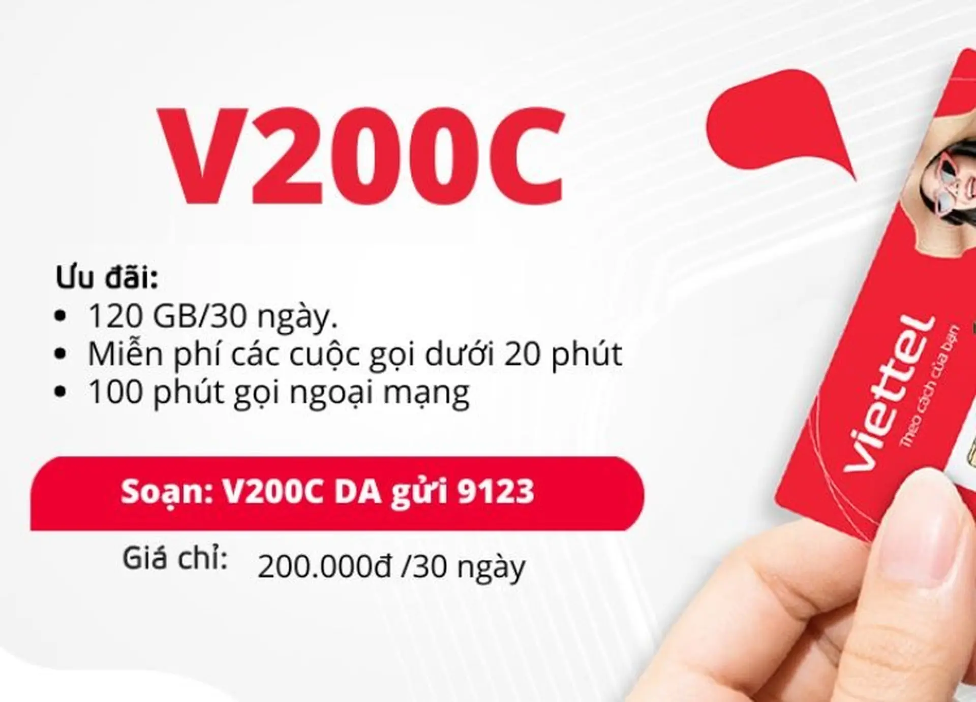 Hướng dẫn cách đăng ký gói cước V200C của Viettel ưu đãi khủng