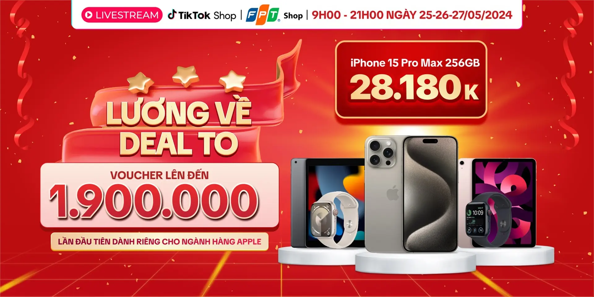 Lương về - Deal to: iPhone 15 Pro Max Voucher 1,9 triệu đồng