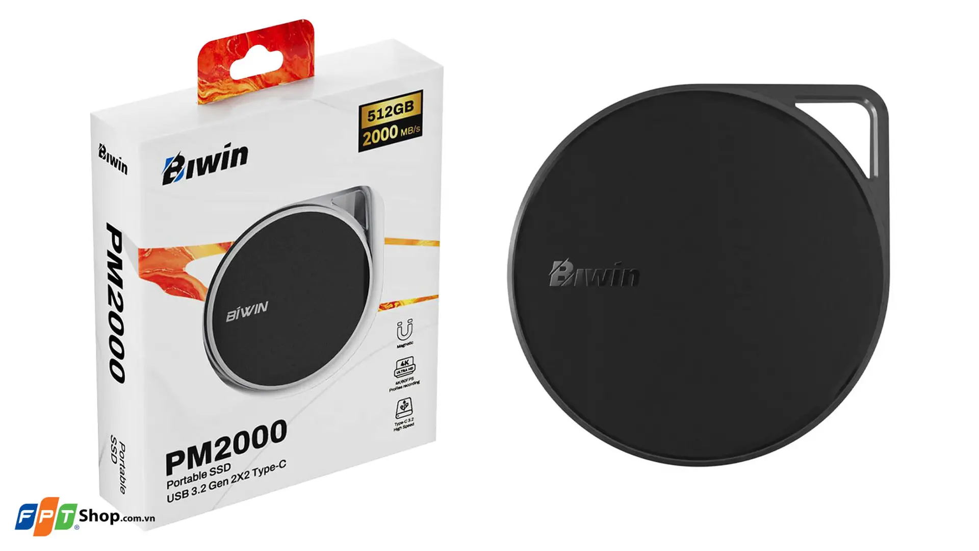 Ổ cứng di động SSD Biwin 512GB magnetic PM2000 chính hãng, giá rẻ