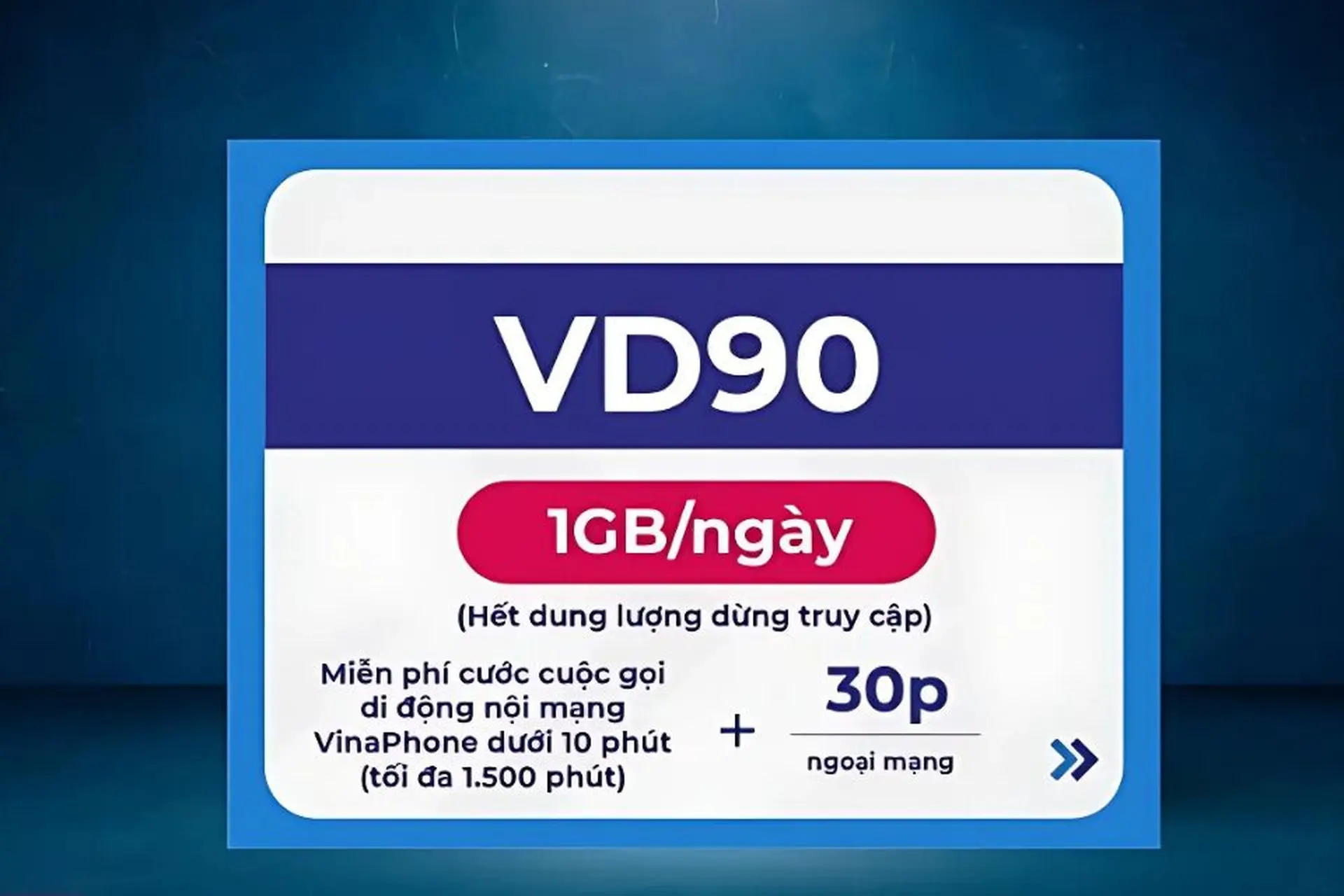 Gói VD90 VinaPhone - ưu đãi nghe- gọi - data, đăng ký ngay đơn giản