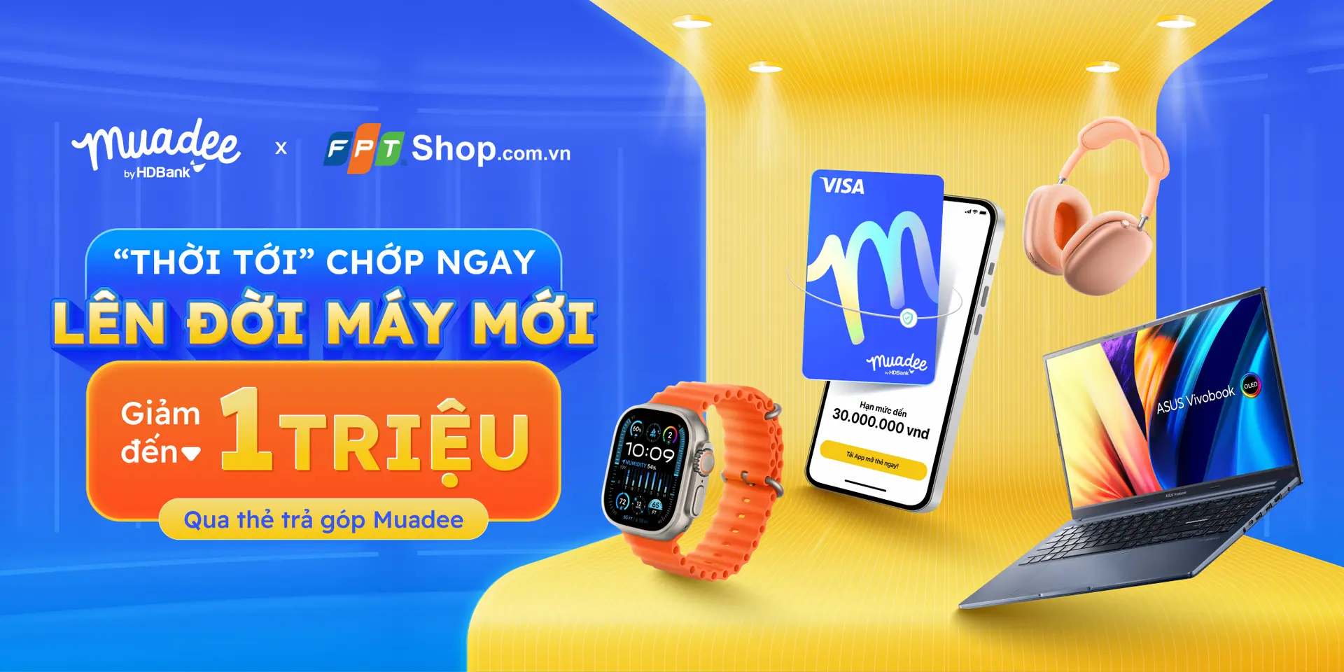 Giảm đến 1 triệu với thẻ trả góp Muadee by HDBank
