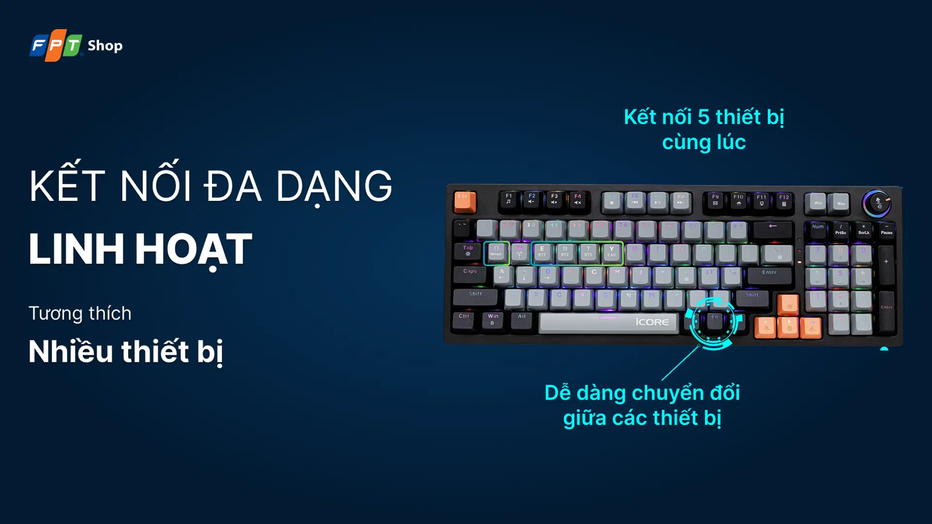 Bàn phím cơ không dây ICORE G981 chính hãng, giá rẻ