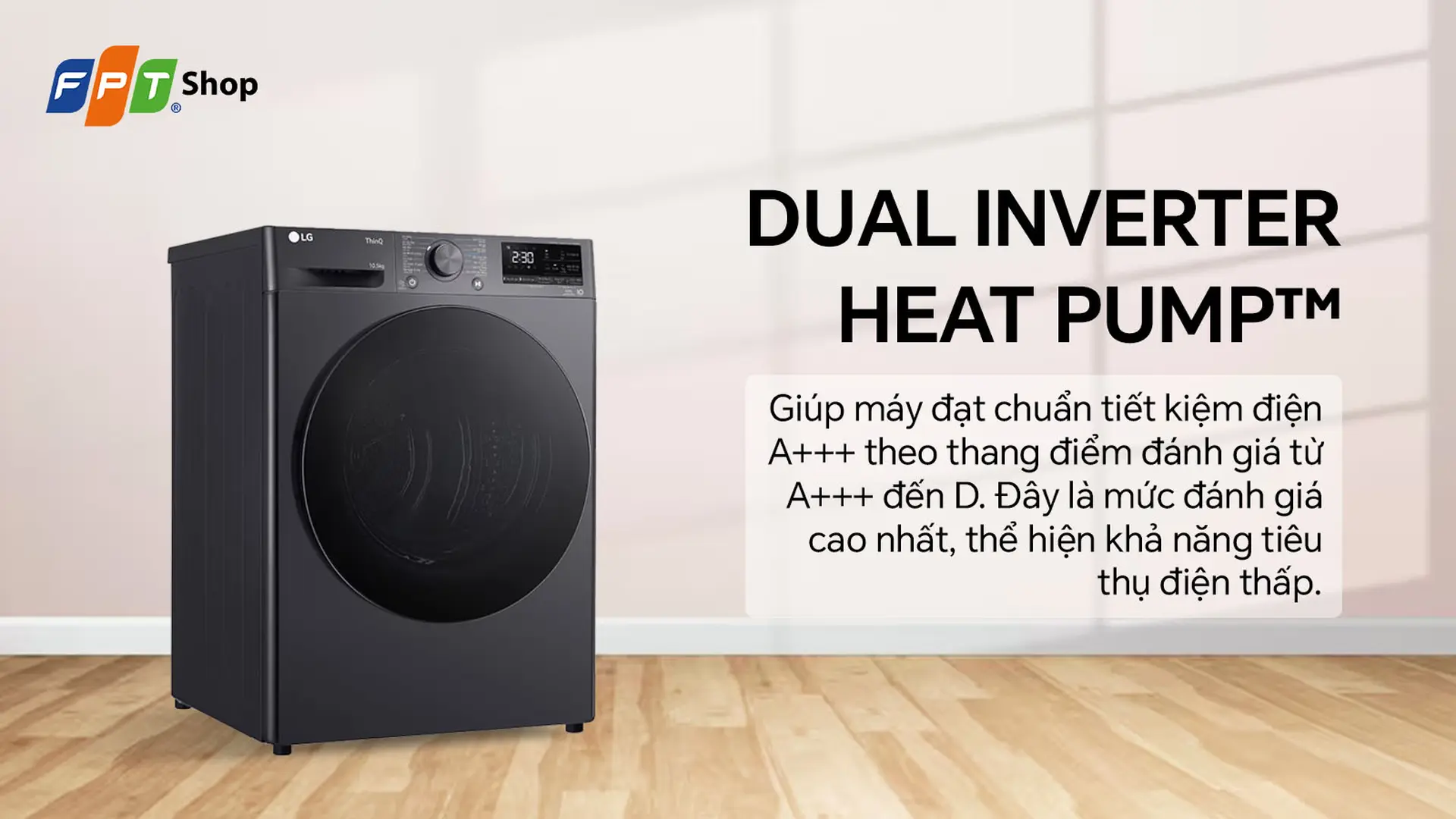 Máy sấy bơm nhiệt LG Inverter 10.5 Kg DVHP50M chính hãng, giá rẻ