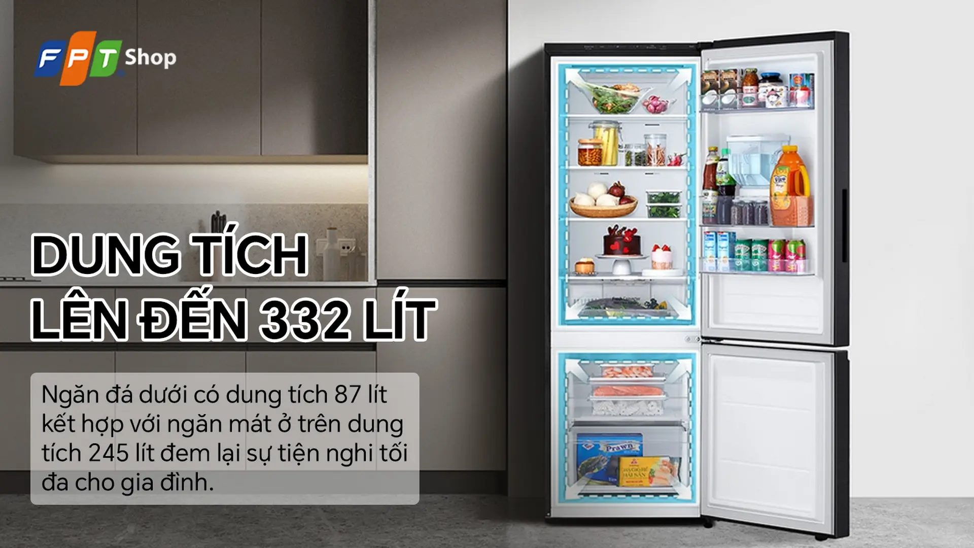 Tủ lạnh LG Inverter 332 lít LBD33BLMA | Giá ưu đãi, góp 0%
