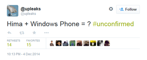 HTC Hima có thể được trang bị hệ điều hành Windows Phone