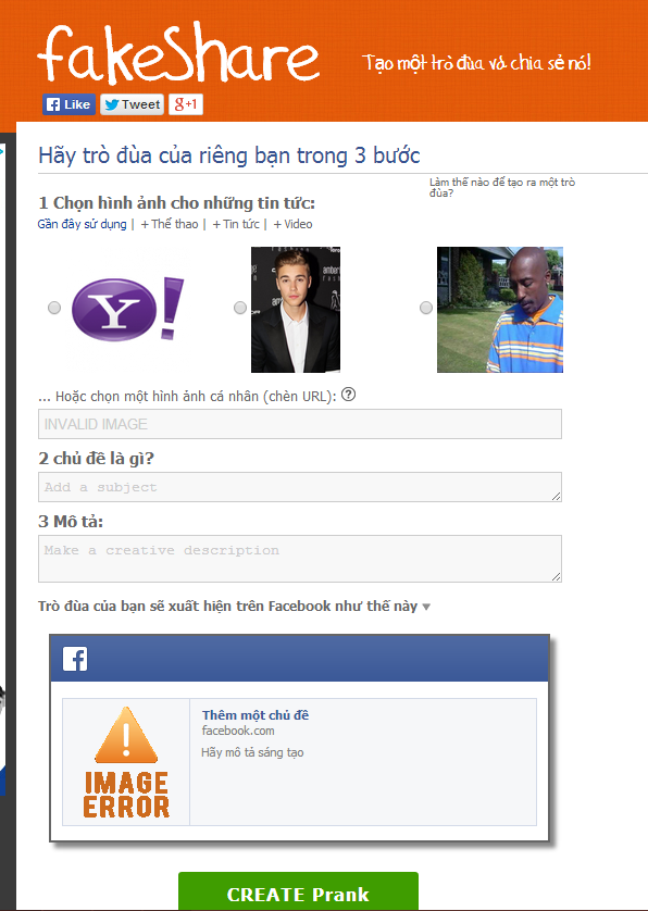 Fake Share - ứng dụng tạo tin tức giả mạo đang gây sốt trên Facbook