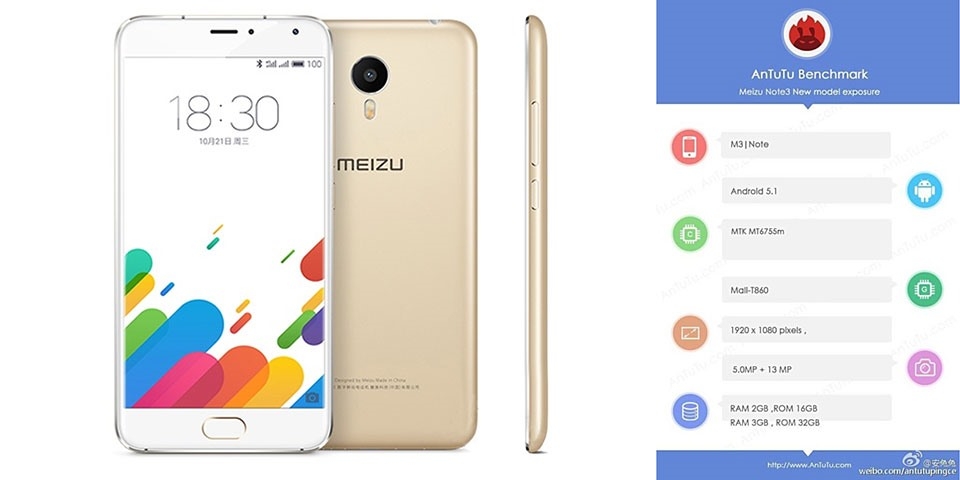 Meizu M3 Note xuất hiện trên Antutu với 3GB RAM cùng chip Helio P10
