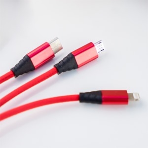Cáp 3 trong 1 Lightning - Type C - Micro 1m ivalue Knit (Đỏ)