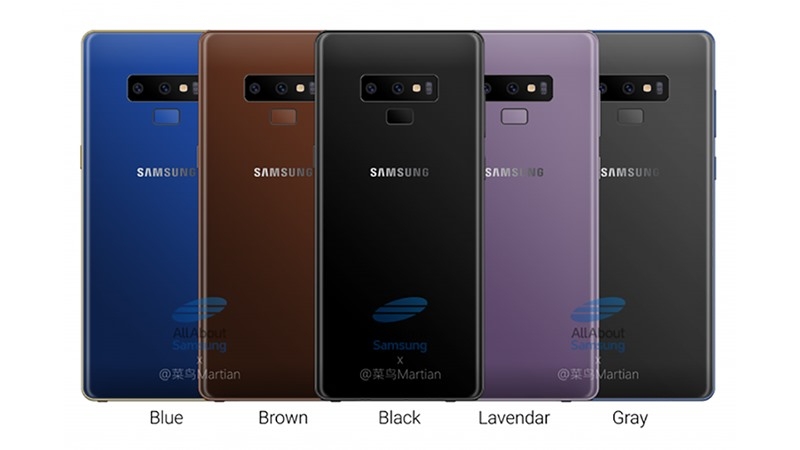 Đây là toàn bộ tùy chọn màu sắc của Galaxy Note9 sắp tới