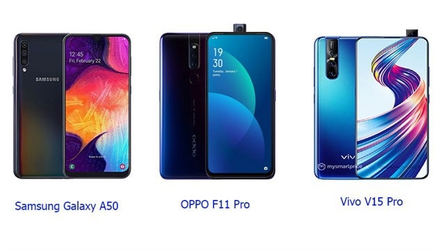 So sánh Samsung Galaxy A50, OPPO F11 Pro và Vivo V15 Pro