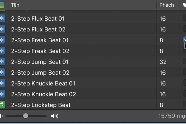 Truy cập Apple Loops ưa thích của bạn