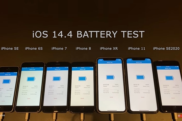 Kiểm tra thời lượng pin iOS 14.4 trên 7 mẫu iPhone