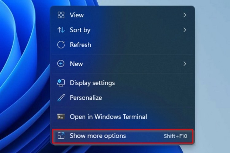 Hướng dẫn tắt menu Show more options Windows 11
