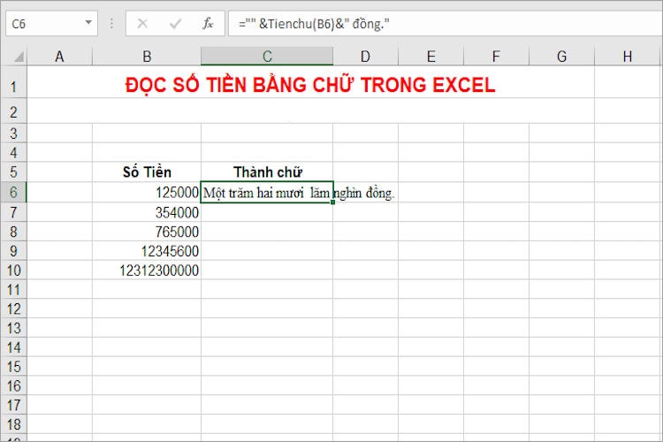 Hướng dẫn cách đọc số tiền bằng chữ trong Excel đơn giản dễ hiểu