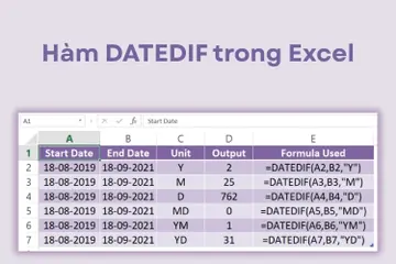 Hàm DATEDIF trong Excel: Tìm hiểu cú pháp và hướng dẫn chi tiết
