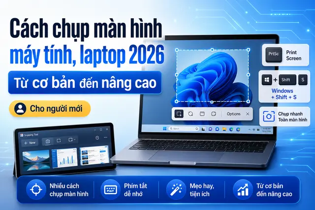 Cách chụp màn hình máy tính, laptop đời mới 2026 chi tiết