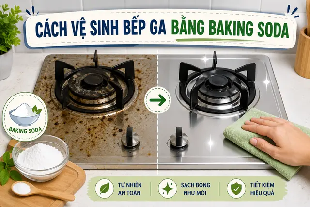 Cách vệ sinh bếp gas bằng baking soda an toàn, sạch như mới