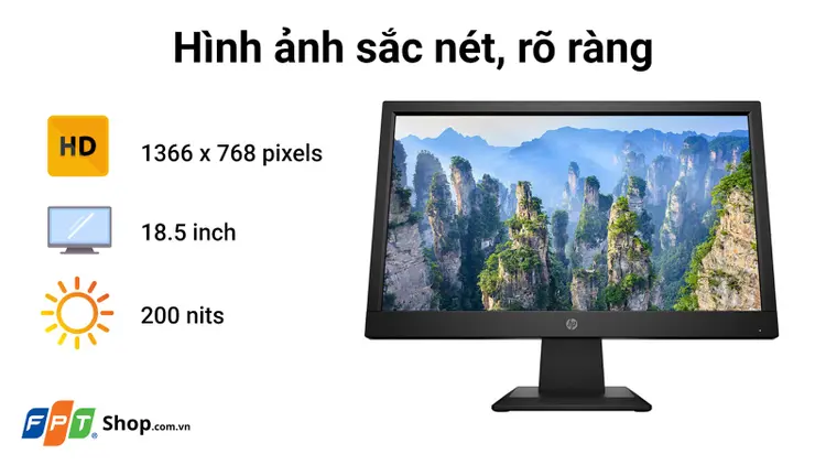 Màn hình HP V19 18.5 inch 60Hz | Thiết kế nhỏ gọn, giá rẻ
