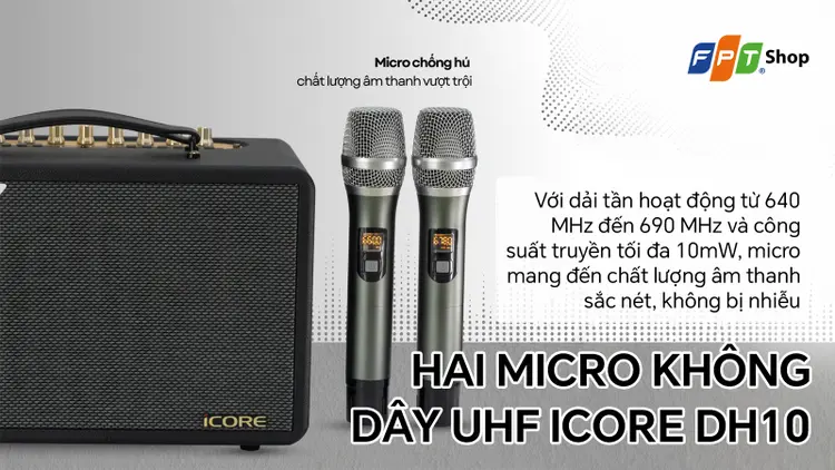 Combo Loa xách tay Karaoke iCore S6 kèm 2 mic | Giá rẻ