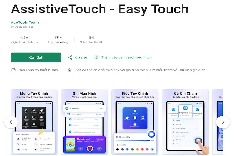 Tìm hiểu Easy Touch: Ứng dụng trợ chạm thông minh trên Android