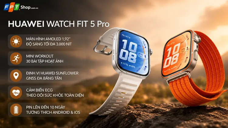 Huawei Watch Fit 5 Pro chính hãng, giá rẻ