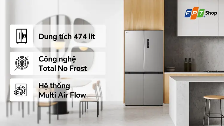 Tủ lạnh Multi Door LG Inverter 474 lít LFB47SVM | Giá tốt