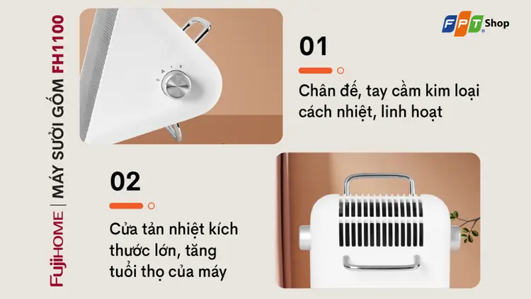 Quạt sưởi gốm Fujihome FH1100 1500W | Làm ấm nhanh, giá rẻ