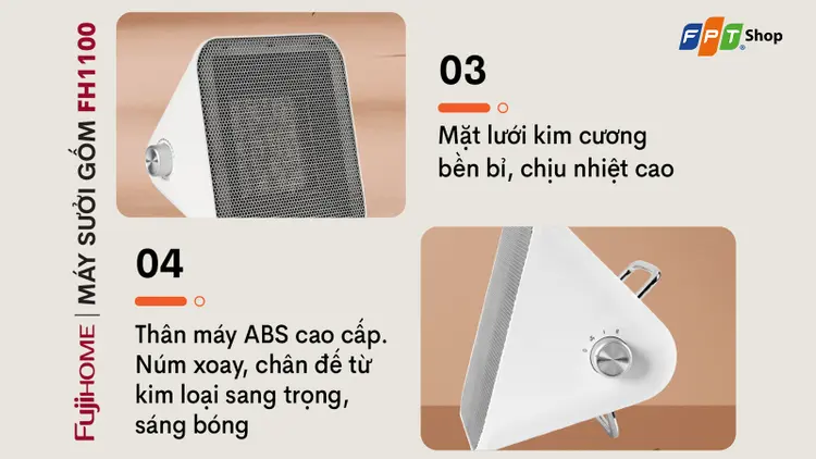 Quạt sưởi gốm Fujihome FH1100 1500W | Làm ấm nhanh, giá rẻ