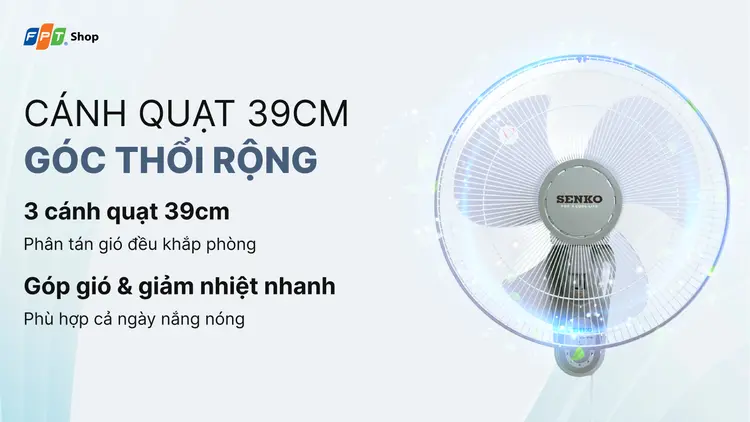 Quạt treo tường Senko TC1626 chính hãng | Bền bỉ, giá rẻ