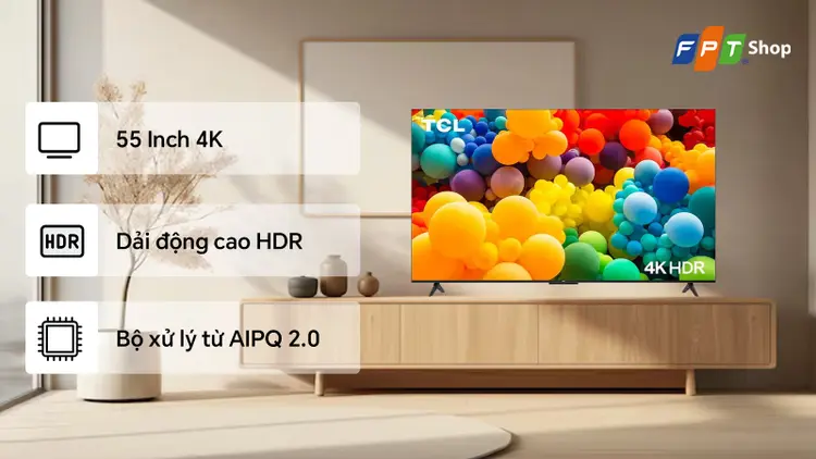 TCL Google TV 55 inch 4K 55P638 chính hãng, giá rẻ