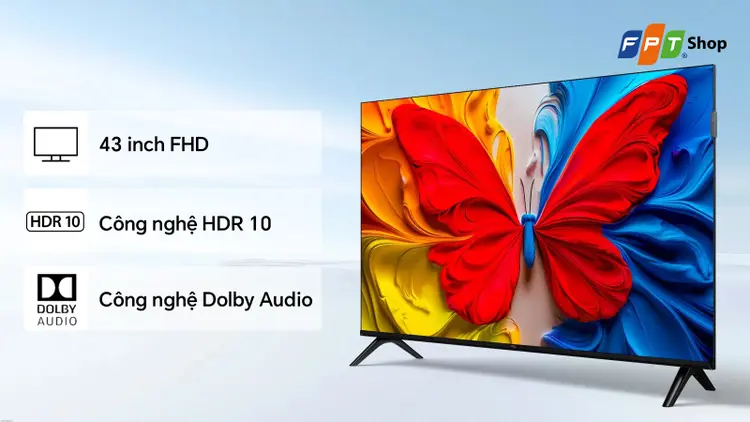TCL Google TV QLED 43 inch Full HD 43S5K chính hãng, giá rẻ
