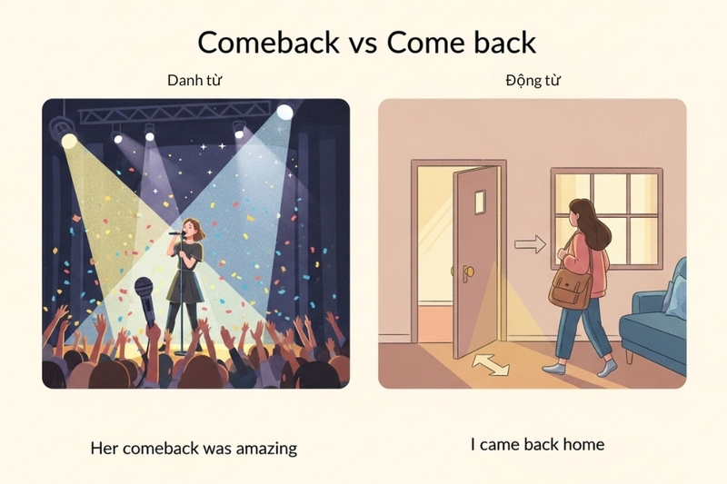 Comeback là gì? Tìm hiểu ý nghĩa và phân biệt với come back