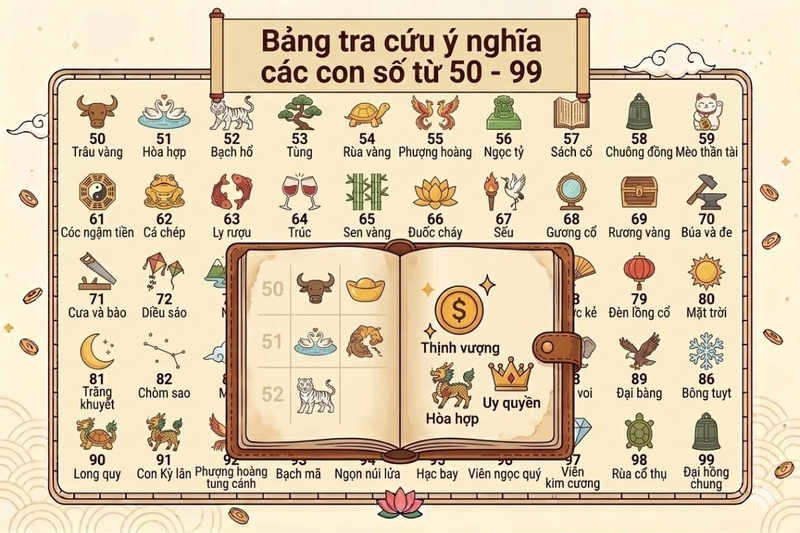 Ý nghĩa các con số từ 1 đến 100 trong phong thủy giúp bạn chọn số may ...