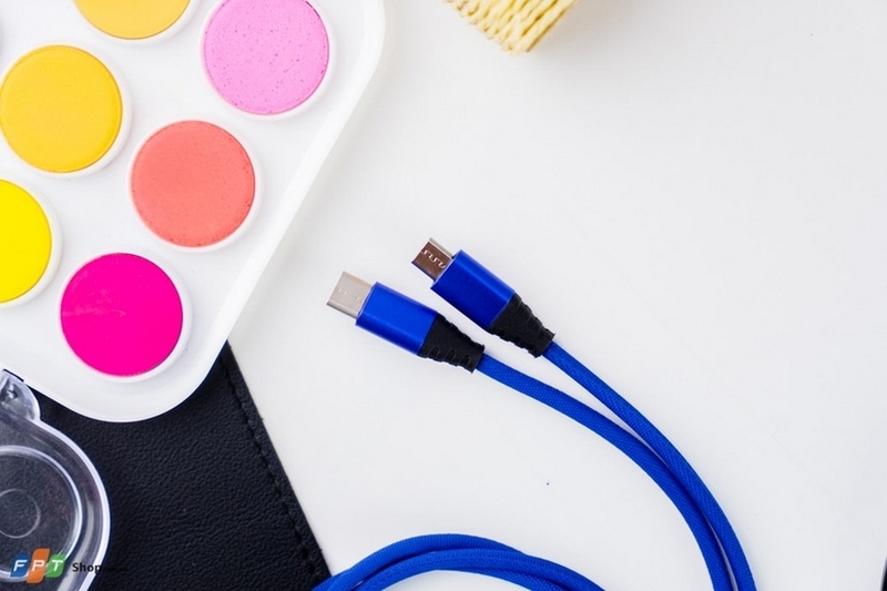 Cáp 2 trong 1 Type C-Micro 1m ivalue Knit (xanh)