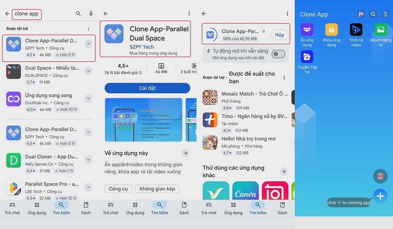 Clone App-Parallel Dual Space - Ứng dụng nhân bản đa tài khoản