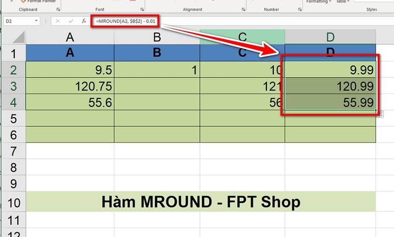 Hàm MROUND trong Excel: Làm tròn số chính xác theo bội số