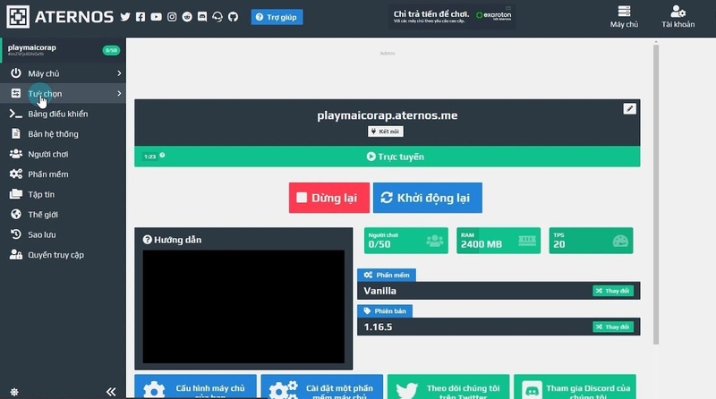Aternos server: Hướng dẫn tạo miễn phí, dễ dàng và an toàn