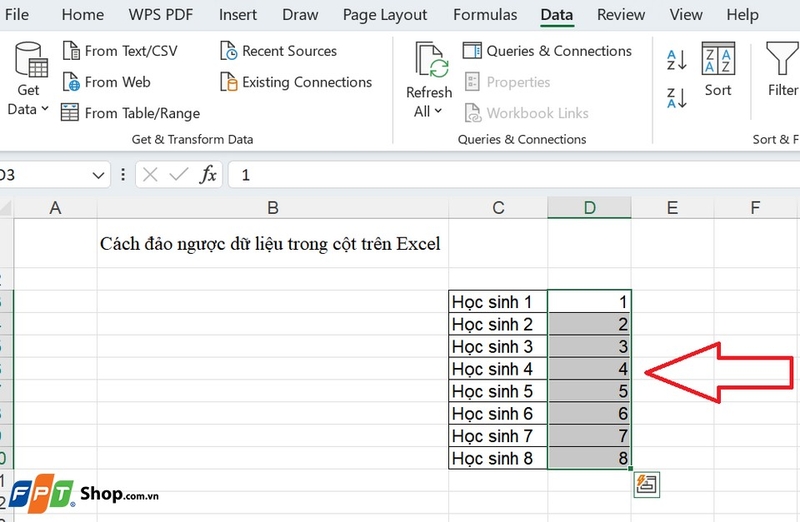 Hướng dẫn toàn tập: Cách đảo ngược dữ liệu trong cột trên Excel cực nhanh và chính xác