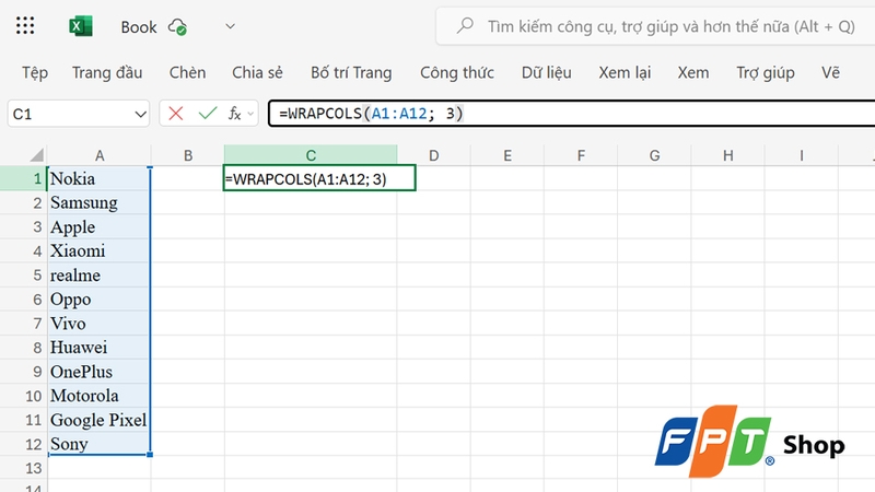 Cách dùng hàm WRAPCOLS trong Excel hiệu quả cho người mới