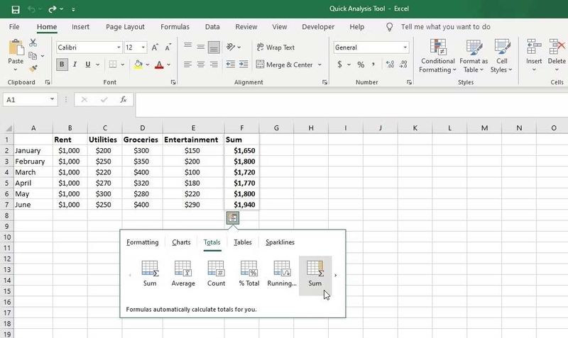 Hướng dẫn cách dùng Quick Analysis trong Excel, công cụ phân tích dữ ...