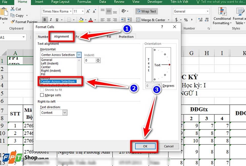 Hướng dẫn căn giữa trong Excel không cần gộp ô giúp bảng tính đẹp hơn