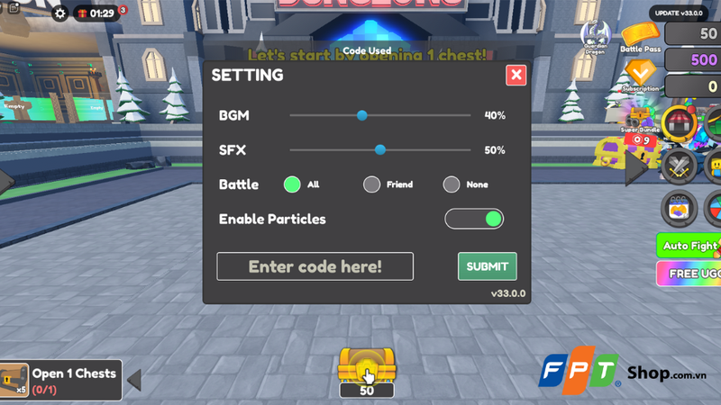 Nâng cấp trang bị với code Chest Hero Simulator mới nhất 2025