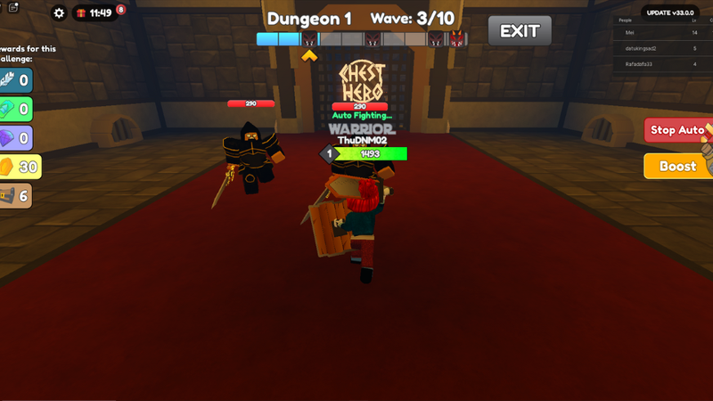 Nâng cấp trang bị với code Chest Hero Simulator mới nhất 2025